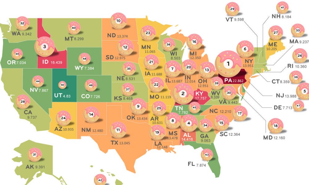 New Map Shows Where Kids Eat the Most Sugar per Week - Chartistry