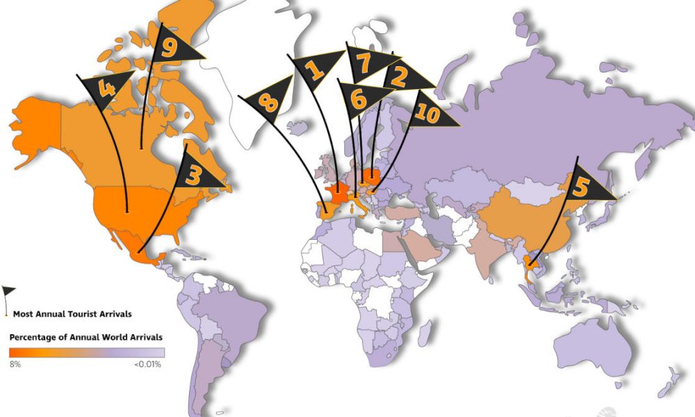 Study Determines the Countries Most Crowded with Tourists - Chartistry